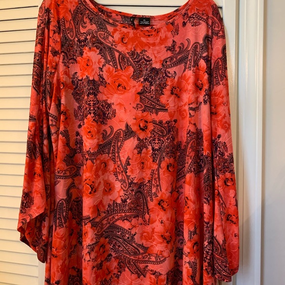 new directions | Tops | New Directions Red And Black Floral Paisley ...